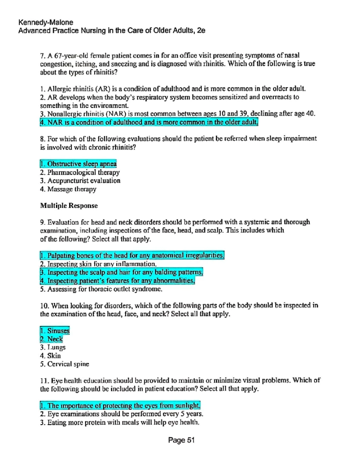 Advanced Practice Nursing: Care of Older Adults - Quiz 92 - Studocu