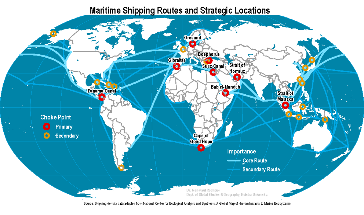 Map-Strategic-Passages - Panama Canal Gibraltar Suez Canal Bab el ...