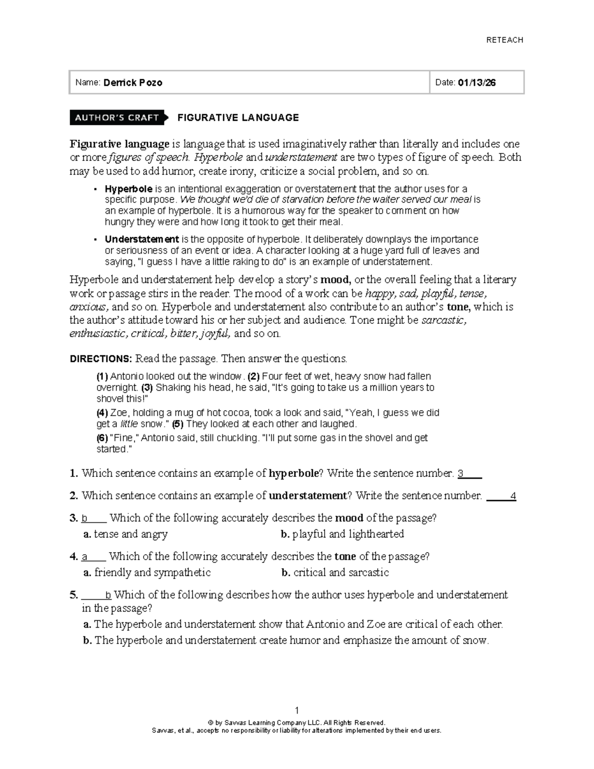 Figurative Language: Hyperbole & Understatement Analysis - Studocu