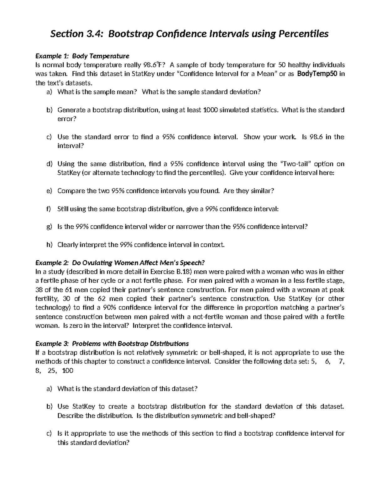 Boostrap Confidence Intervals in Statistics: Examples and Exercises - Section 3: Bootstrap - Studocu