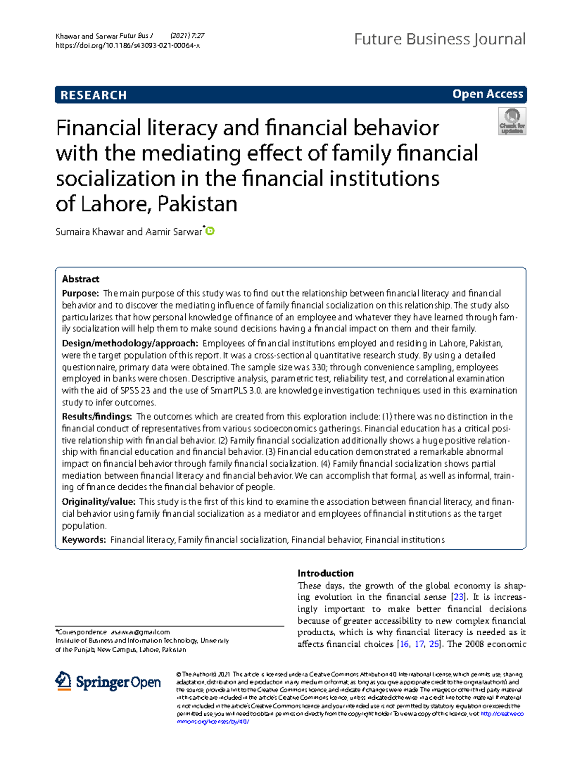Exploring Financial Literacy and Behavior: Mediating Influence of ...