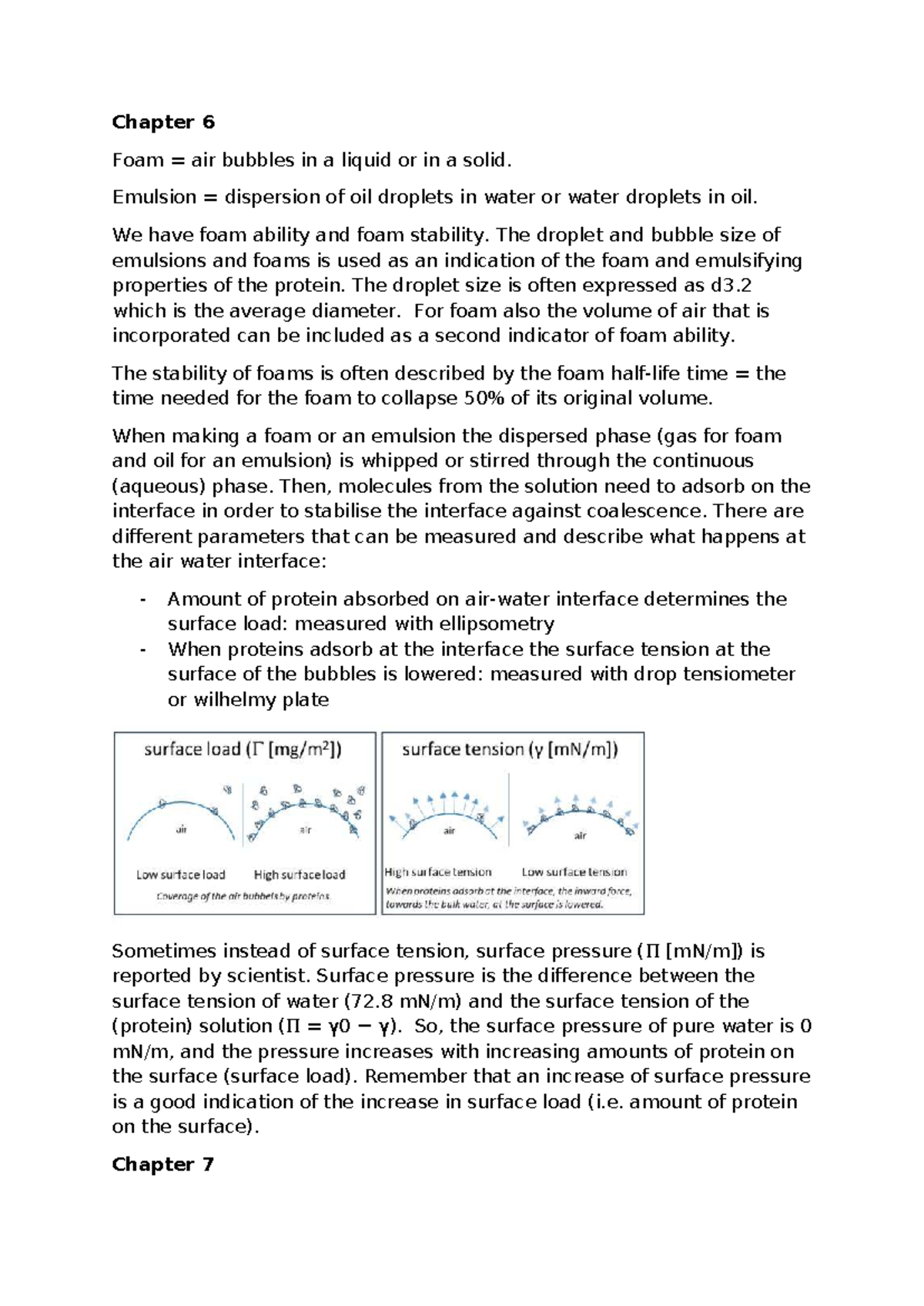 Reader Chapter 6-9: Foam and Emulsion Properties of Proteins - Studeersnel