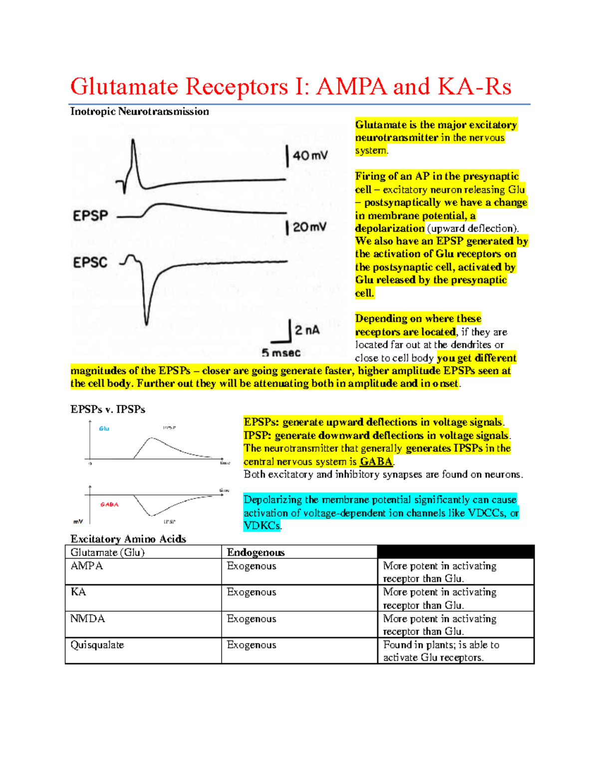 Glutamate Receptors I-AMPA and KA-Rs - Glutamate Receptors I: AMPA and ...