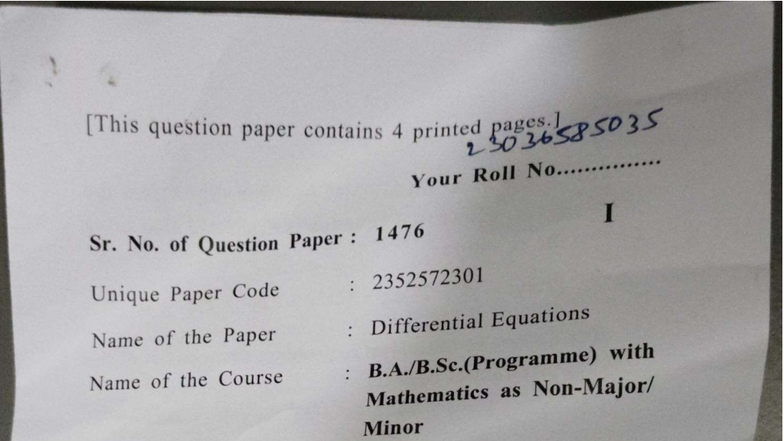 Maths 2303658 - Differential Equations Question Paper - Studocu