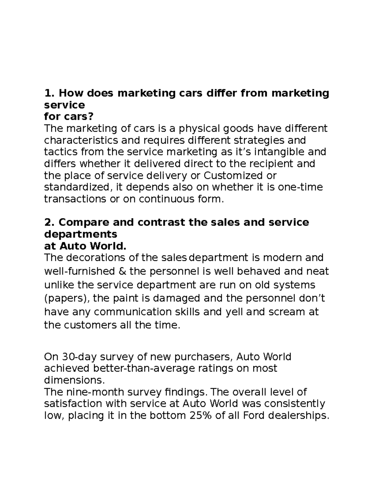 Ford Case Study: Marketing and Service Strategies Analysis - Studocu
