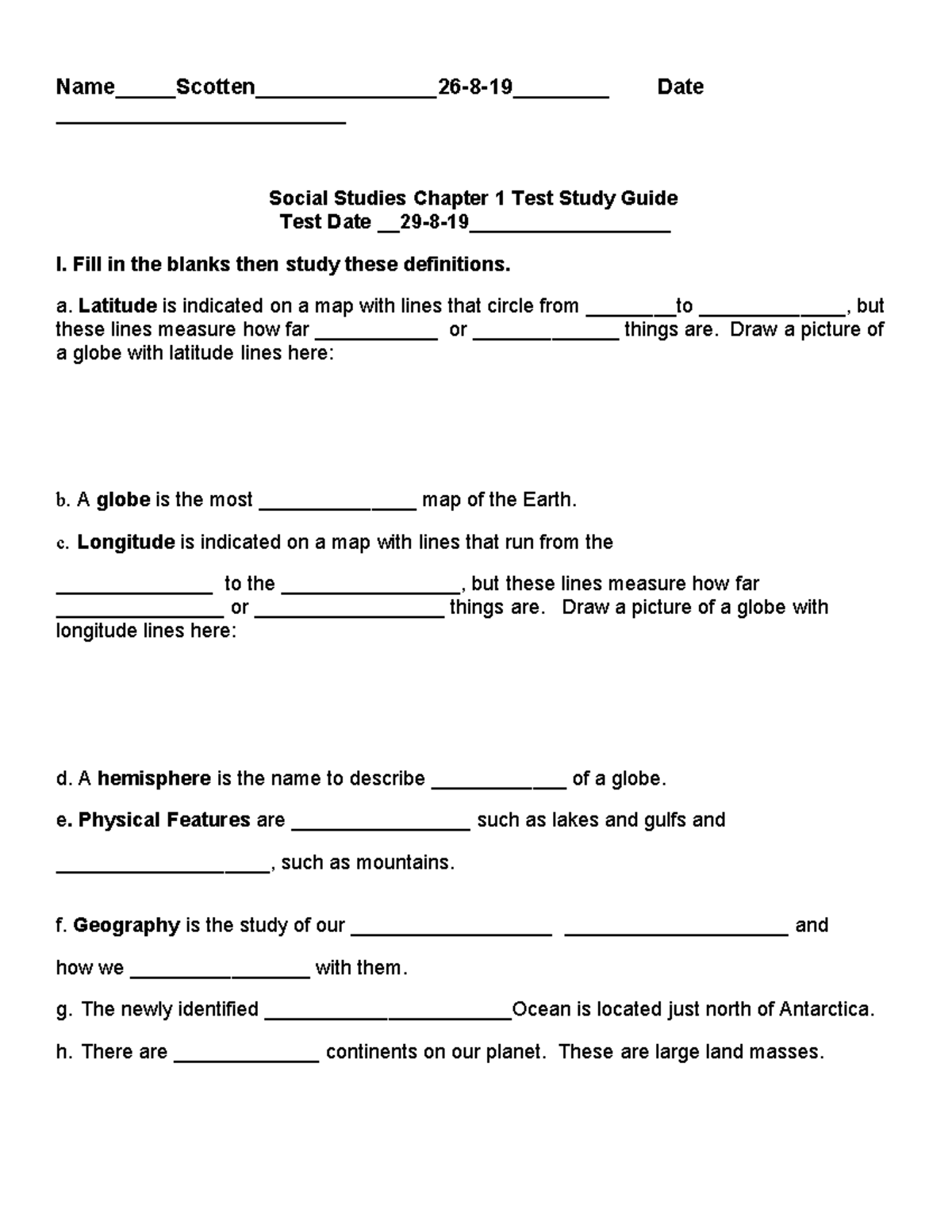 Copy of Ch. 1 Study Social Studies guide and key 2016-17 - - Studocu
