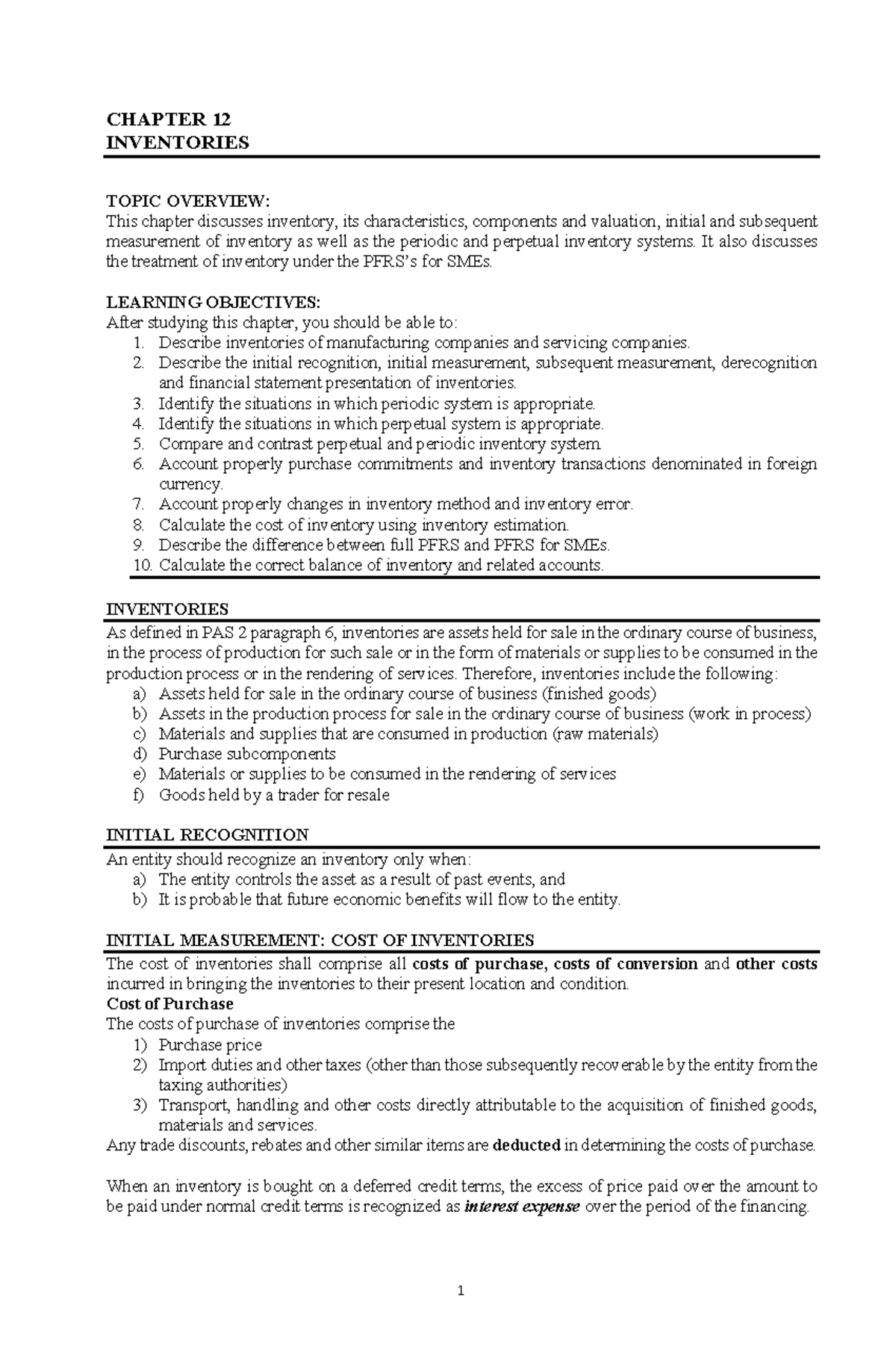 Chapter 12: Inventories - intacc 2 Study Notes - Studocu
