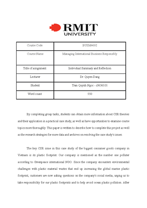 A2 MIBR s3750493 - Assignment 2_MIRB_THANAPAT - RMIT International ...