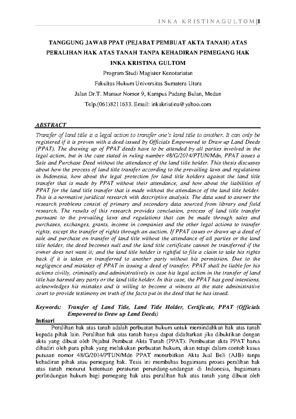 Tanggung Jawab PPAT (Pejabat Pembuat Akta Tanah) dalam Peralihan Hak ...