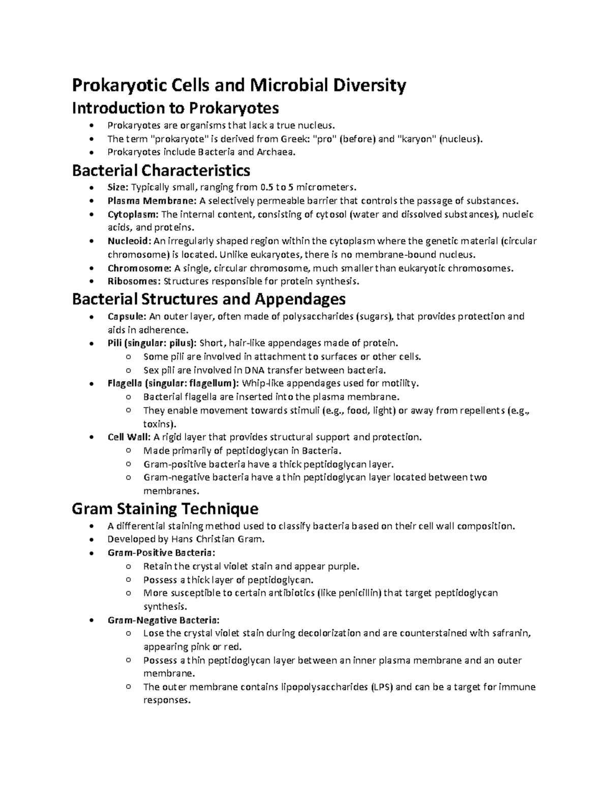 Prokaryotic Cells & Microbial Diversity: An Introductory Overview - Studocu