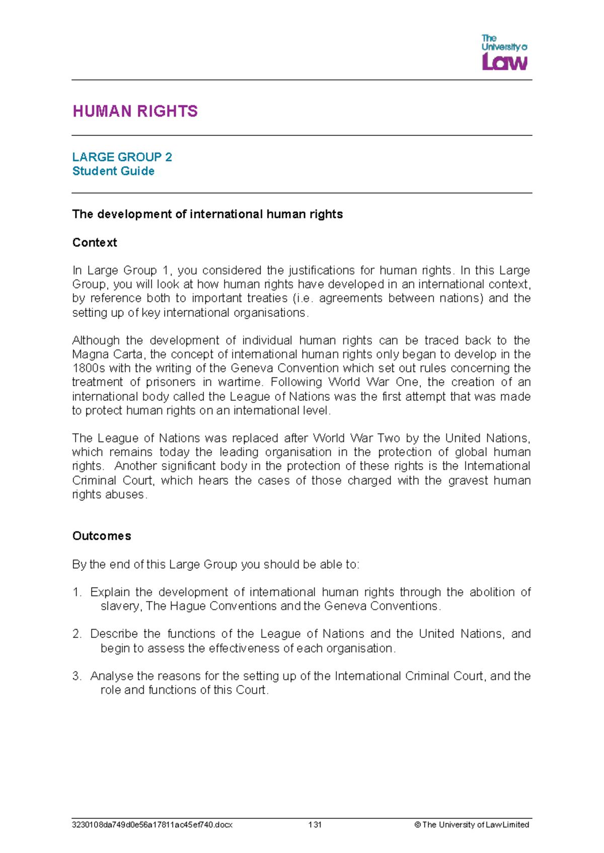 HUMAN RIGHTS LG02 CE01 Student Guide: International Development ...
