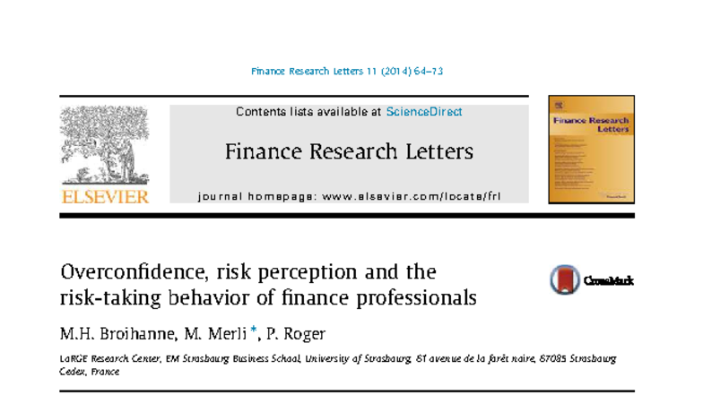 Overconfidence risk perceptions and risk tolerance - Overconfidence ...