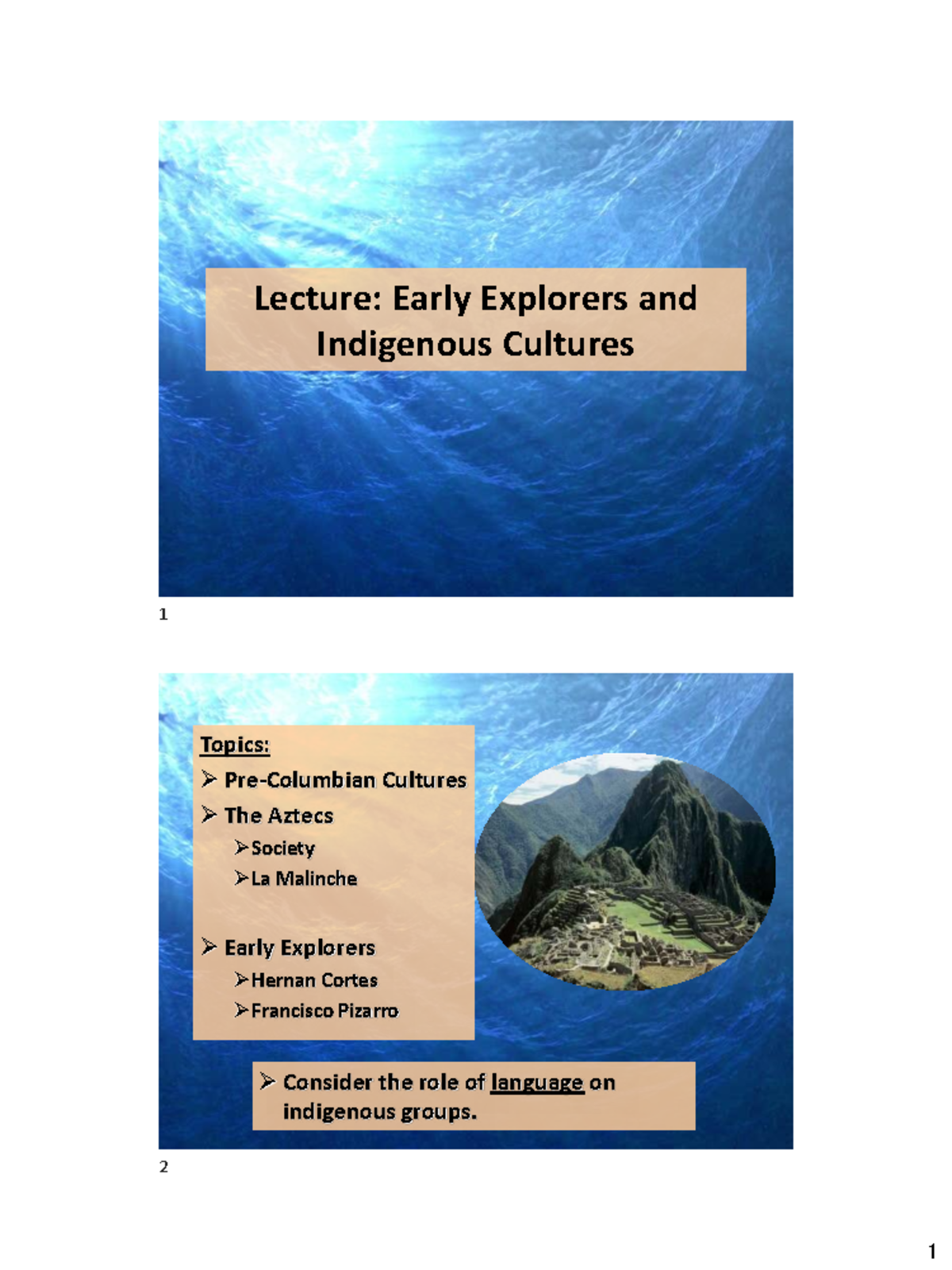 Lecture: Early Explorers & Indigenous Cultures (Course Code) - Studocu