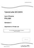 PVL1501 - Unisa - Law of Persons - Studocu