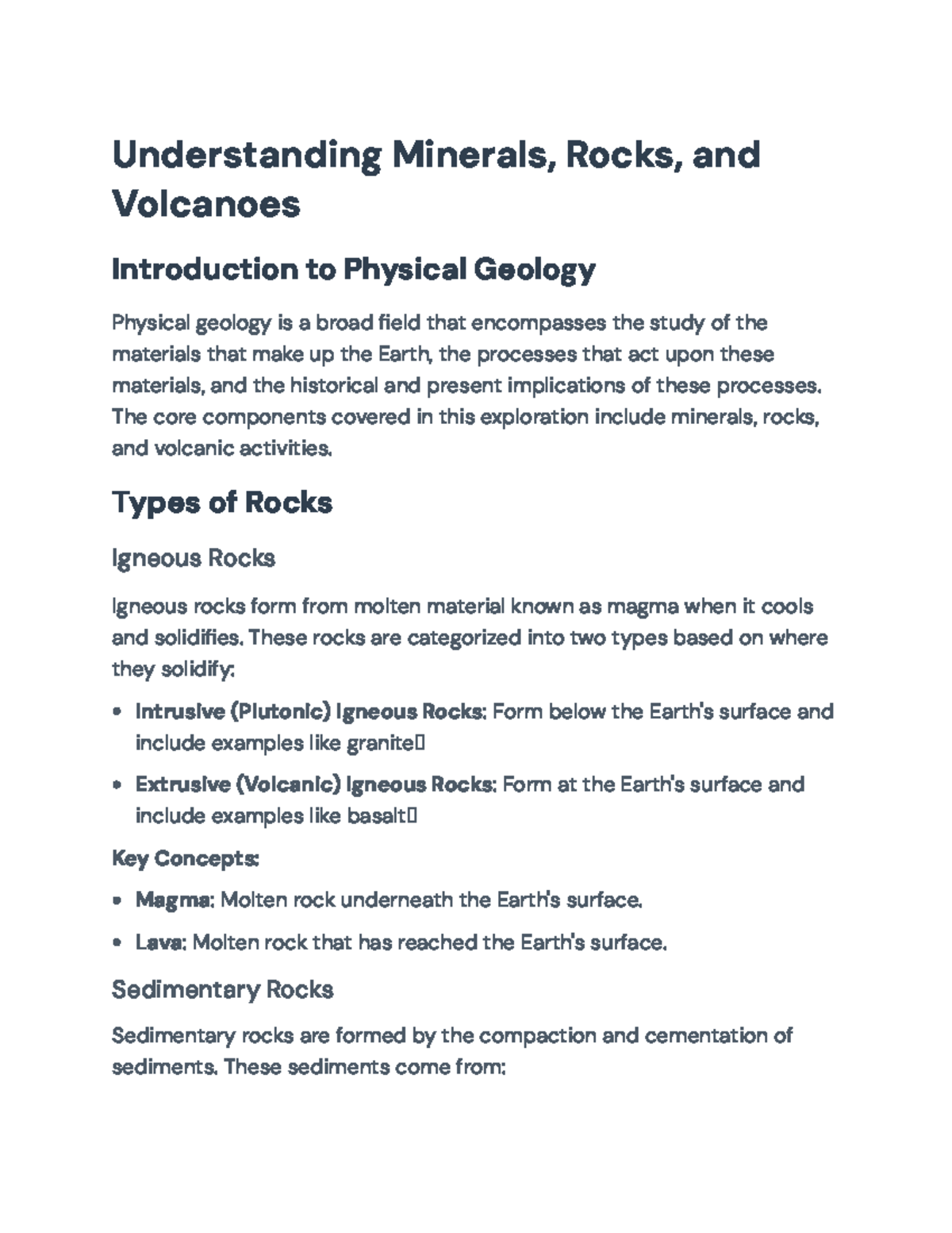 Understanding Minerals, Rocks, and Volcanoes: An Intro to Physical ...