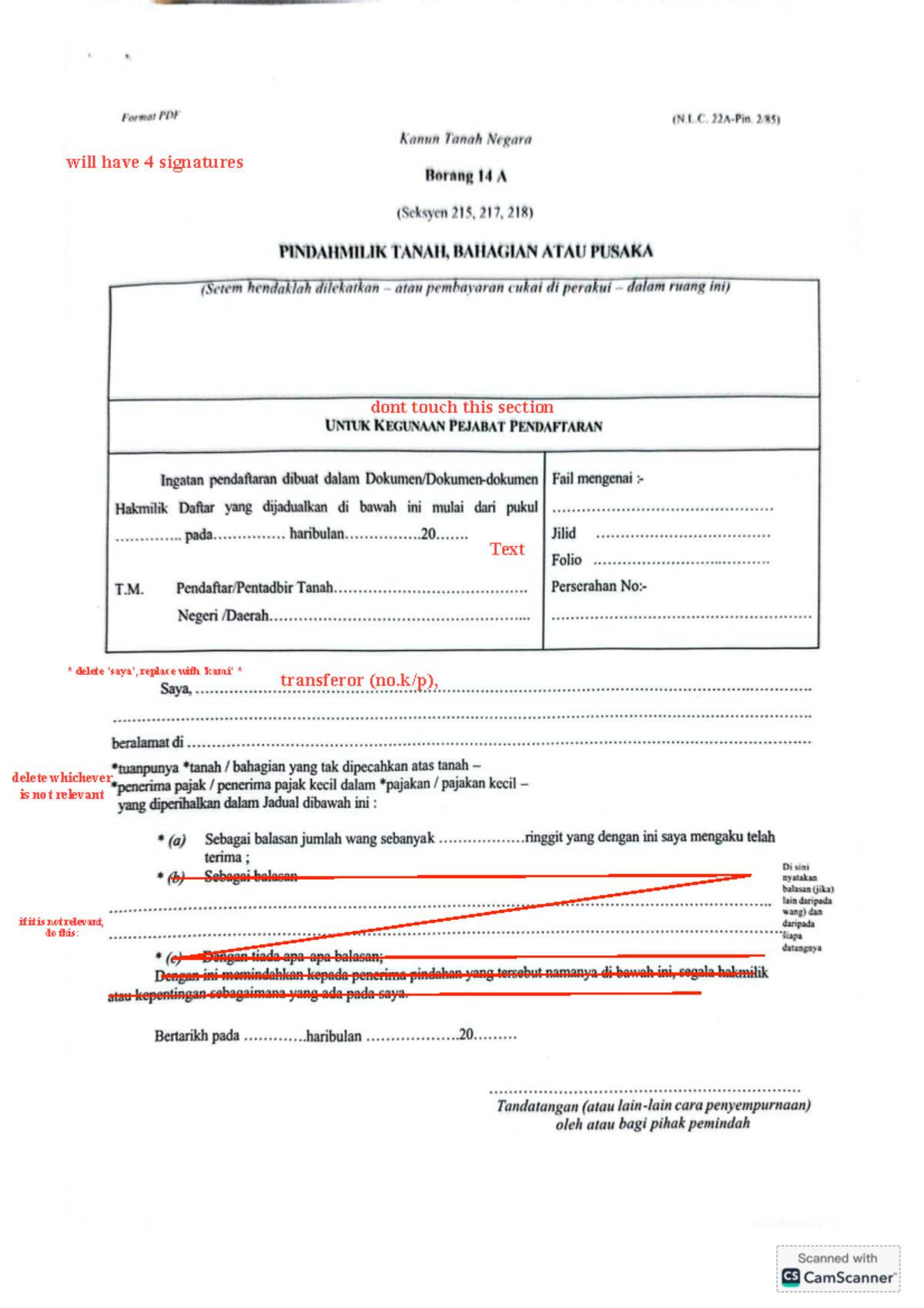 Blank Form 14A guide - additional materials - Conveyancing Law 1 - Studocu