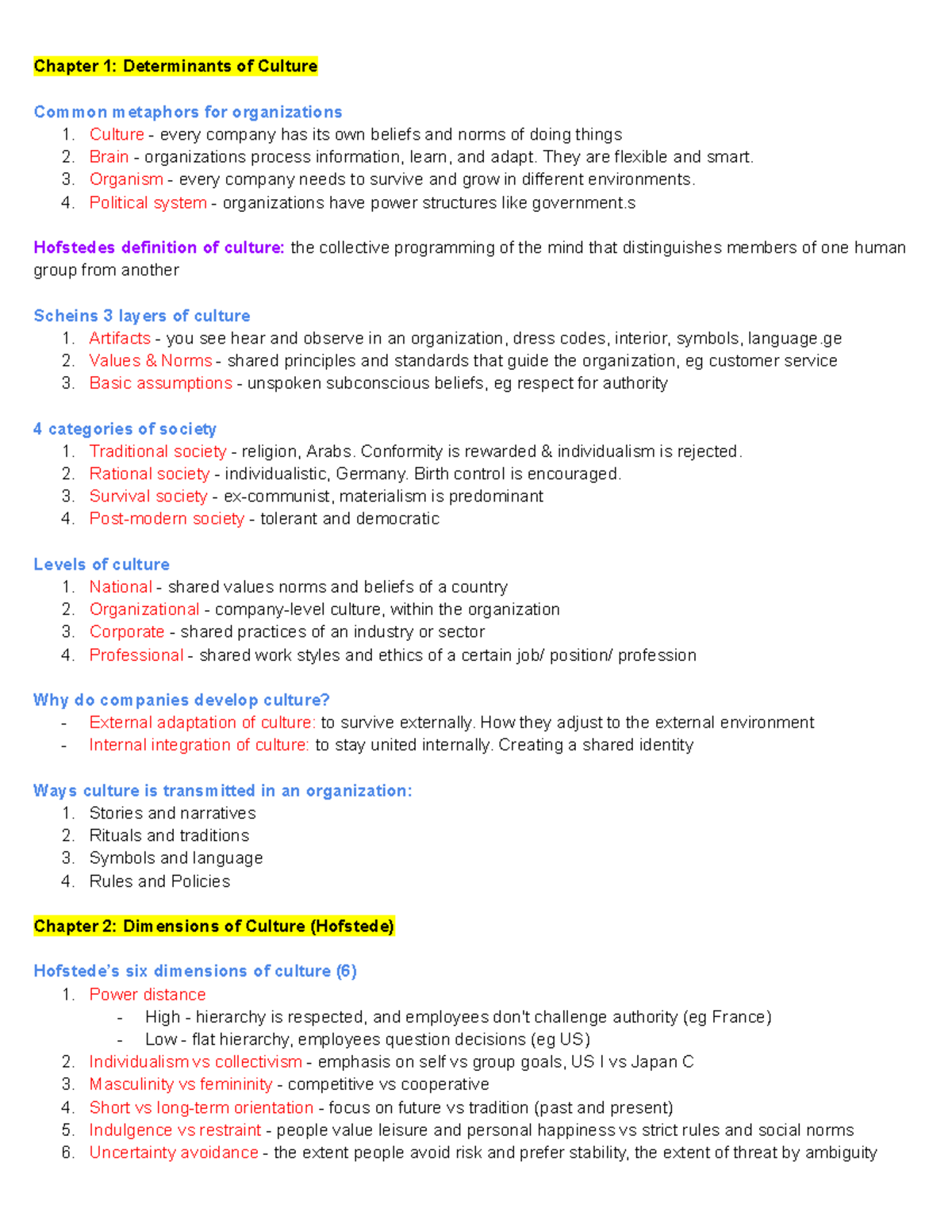 492 Quiz 1: Key Concepts on Cultural Determinants and Dimensions - Studocu