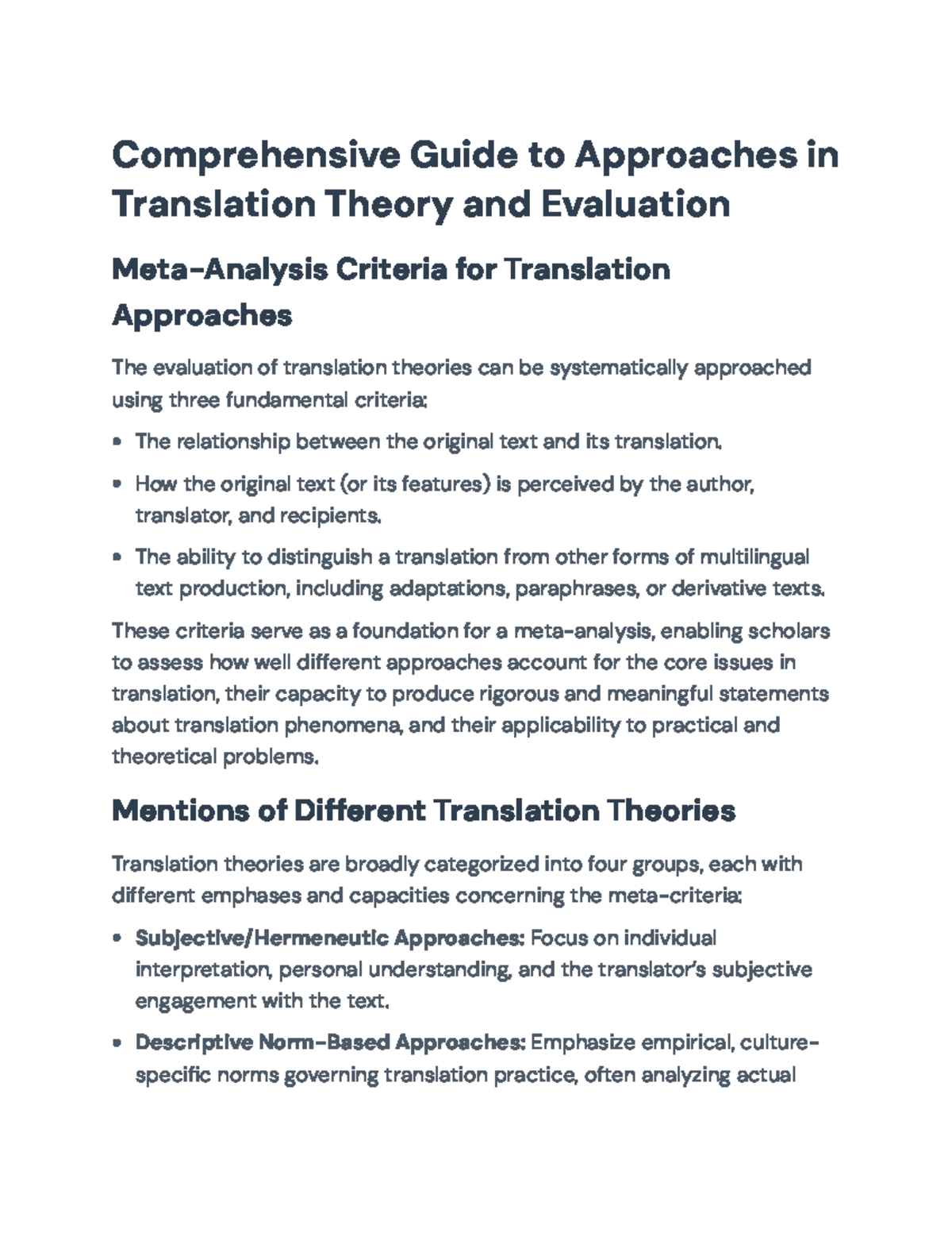 Comprehensive Guide to Translation Theory & Evaluation (TRN101) - Studocu