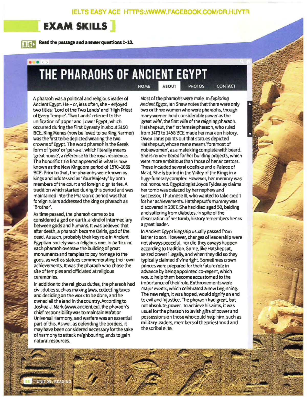 The Pharaohs of Ancient Egypt: An In-Depth Study for History Exam - Studocu
