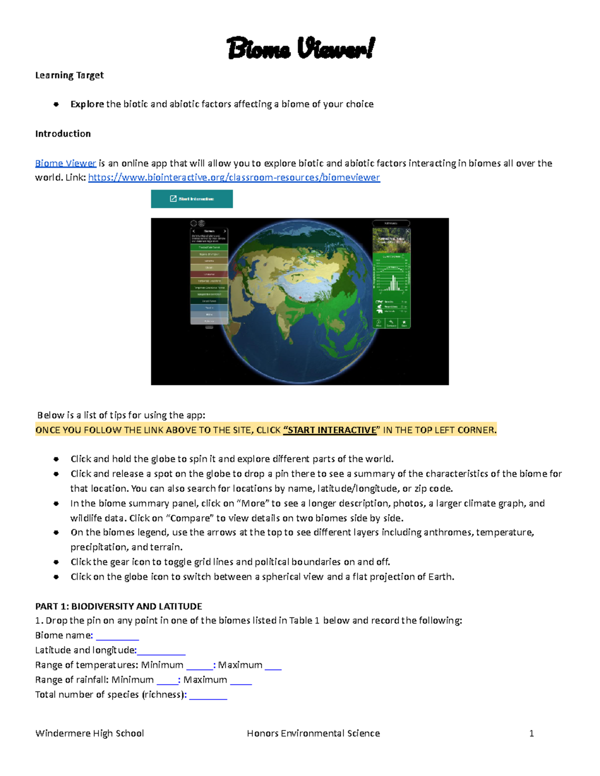 Biome Viewer Overview and Key Concepts - Student Guide - Studocu