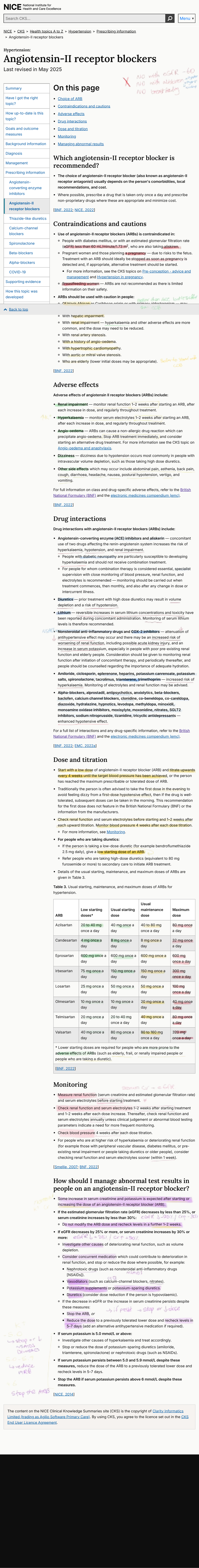 ARB BNF Notes: Prescribing Information & Management for Hypertension ...