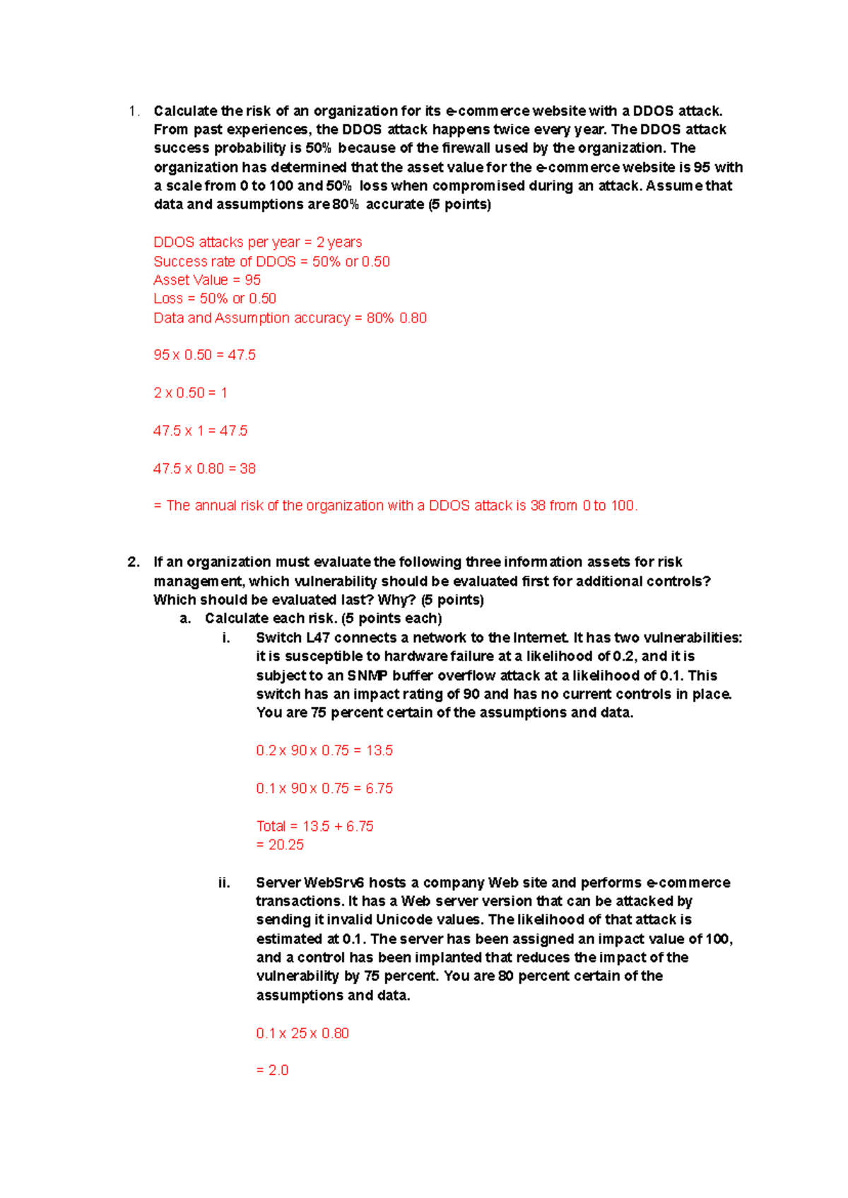 Risk Assessment Activity: Evaluating DDOS Attack Vulnerabilities and ...