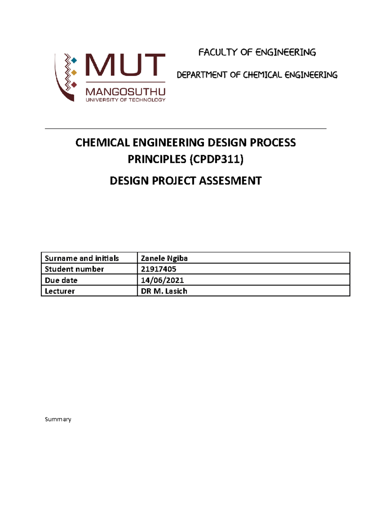 Design template - THCE031 - MUT - Studocu