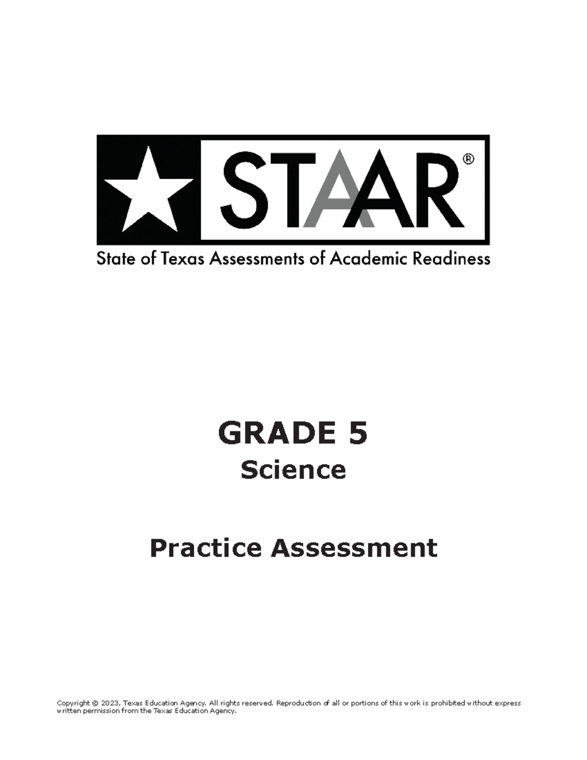 2023 STAAR Redesign Grade 5 Science Practice Assessment - Studocu