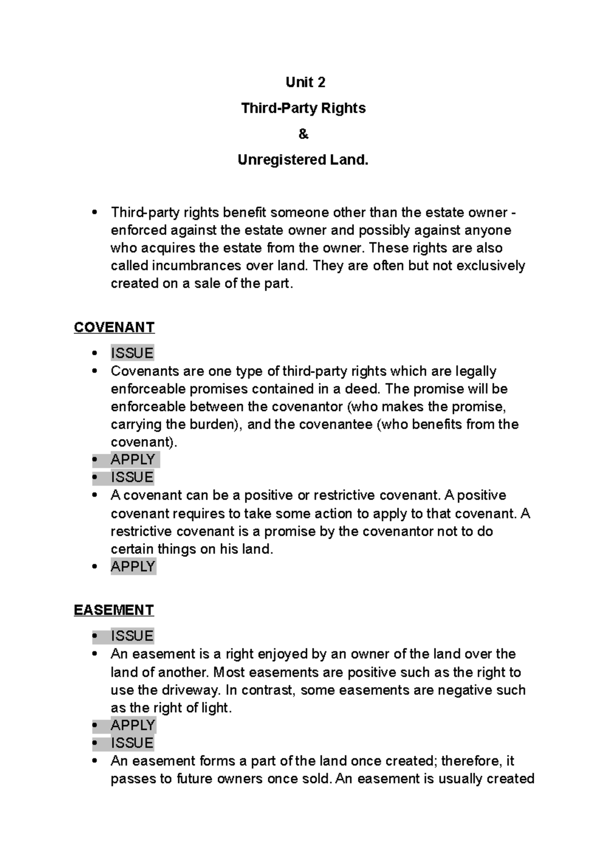 UNIT 2 - 3rd party rights - unregistered land - Unit 2 Third-Party ...