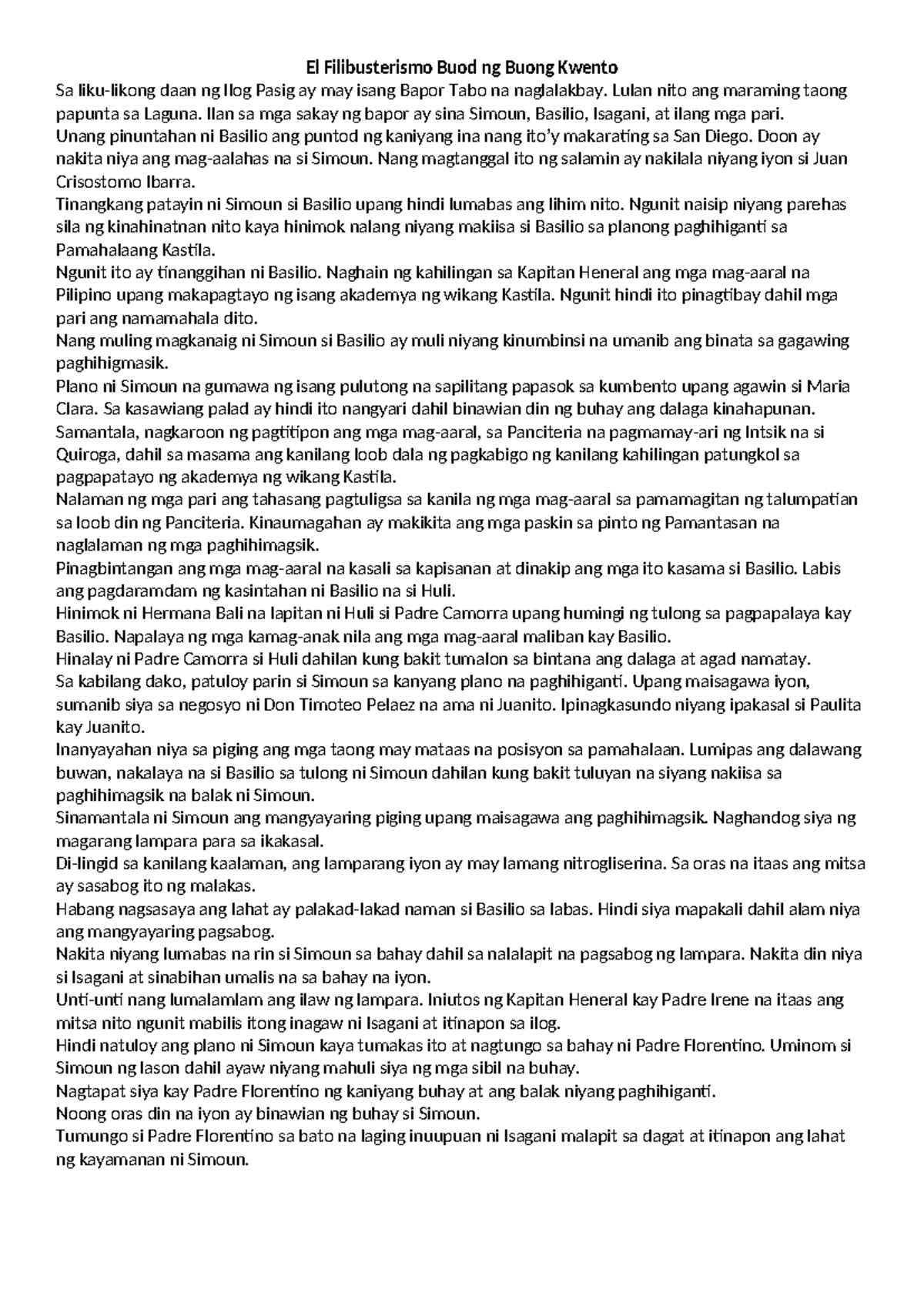 El Filibusterismo Buod ng Buong Kwento - Lulan nito ang maraming taong ...