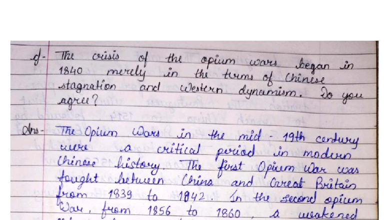 Opium War Overview - Historical Context and Impacts - Studocu