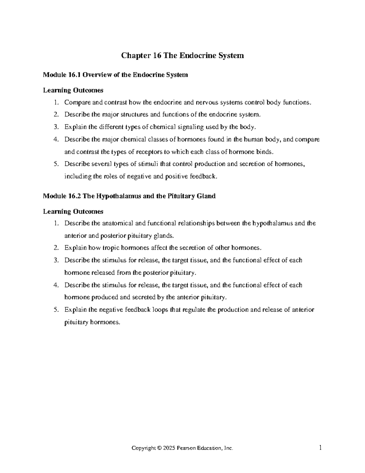 Chapter 16: Endocrine System Overview - Learning Outcomes & Key ...