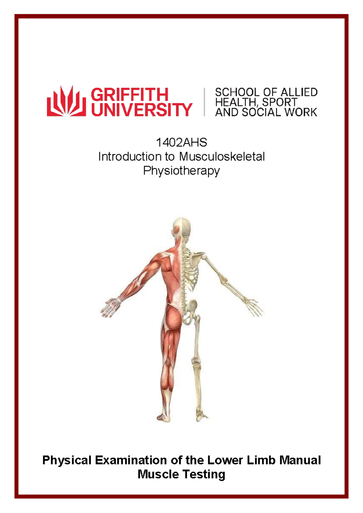 1402AHS Lower Limb Physical Examination & Manual Muscle Testing Guide ...