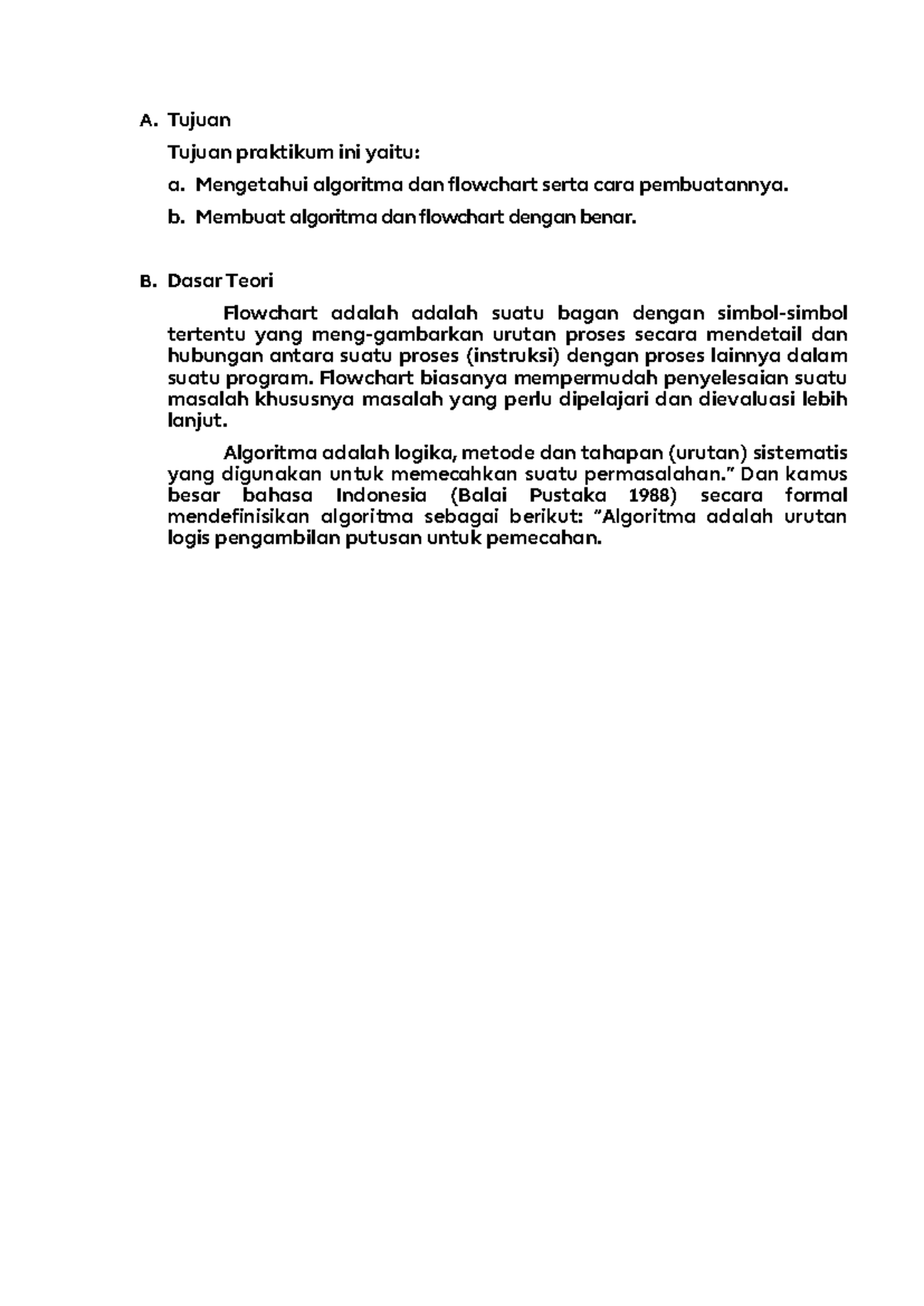 Laporan Praktikum Algoritma dan Flowchart YMS: Penjelasan Lengkap - Studocu