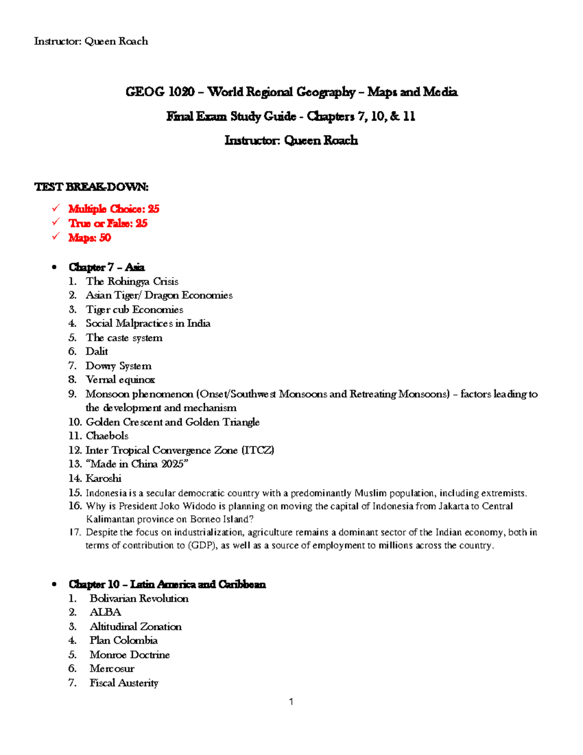 GEOG 1020 Final Exam Study Guide: Chapters 7, 10, 11 Overview - Studocu