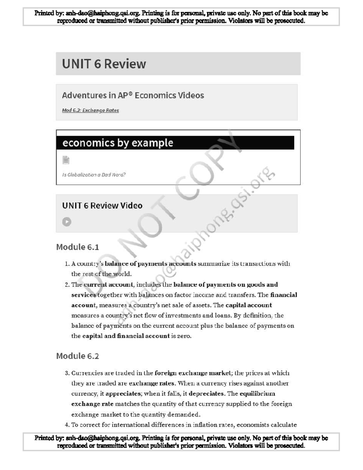 Assignment 5: Unit 6 Overview - AP Macroeconomics Insights - Studocu