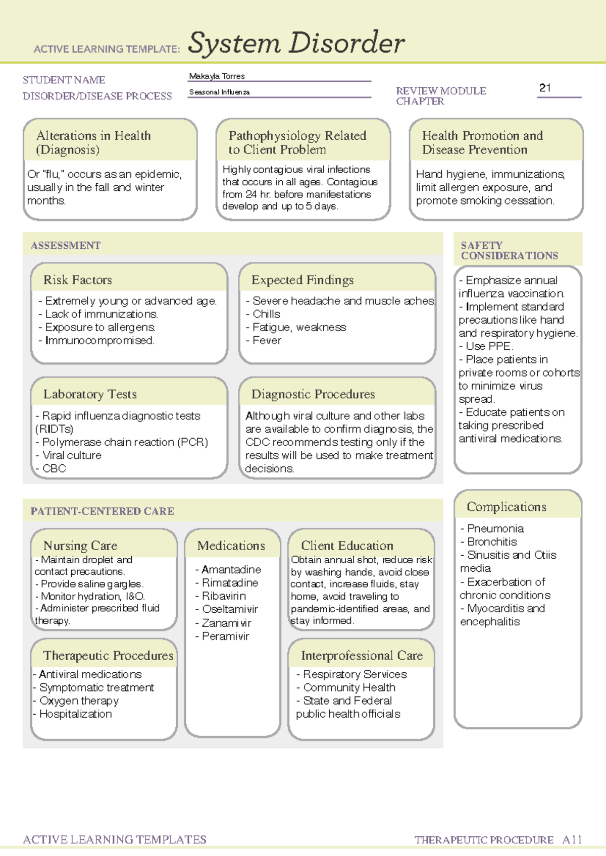 System Disorder - ATI Template Review for Pathophysiology and Care ...