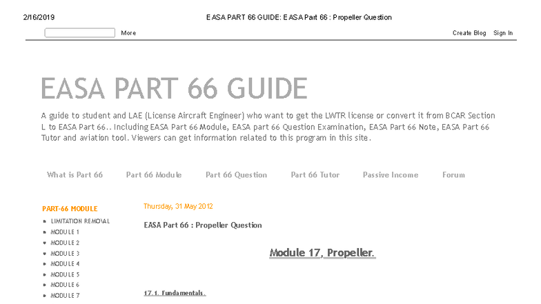 EASA PART 66 GUIDE: Propeller Questions and Answers (Module 17) - Studocu