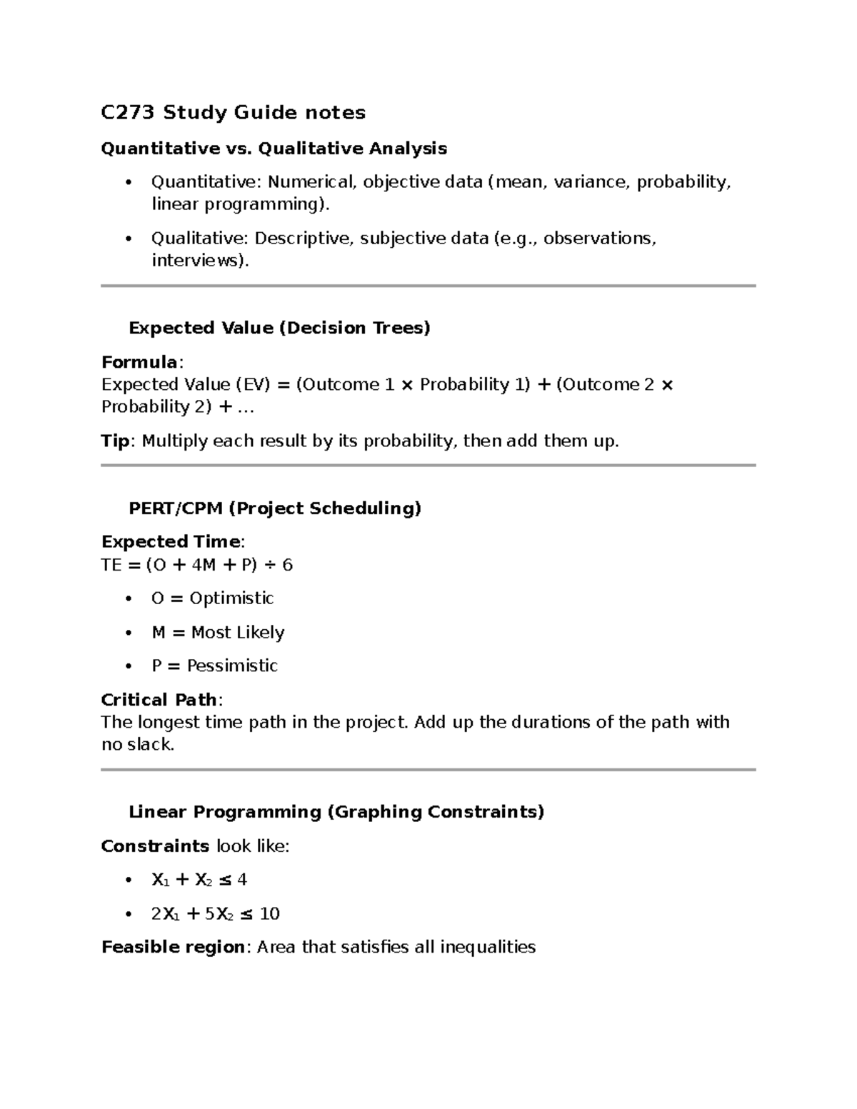 C273 Study Guide: Quantitative vs. Qualitative Analysis Concepts - Studocu
