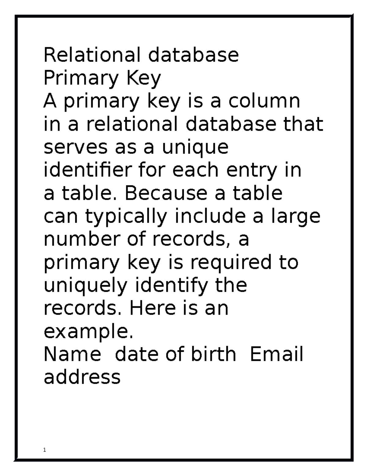 Primary Key: Unique Identifier in Relational Databases - Studocu
