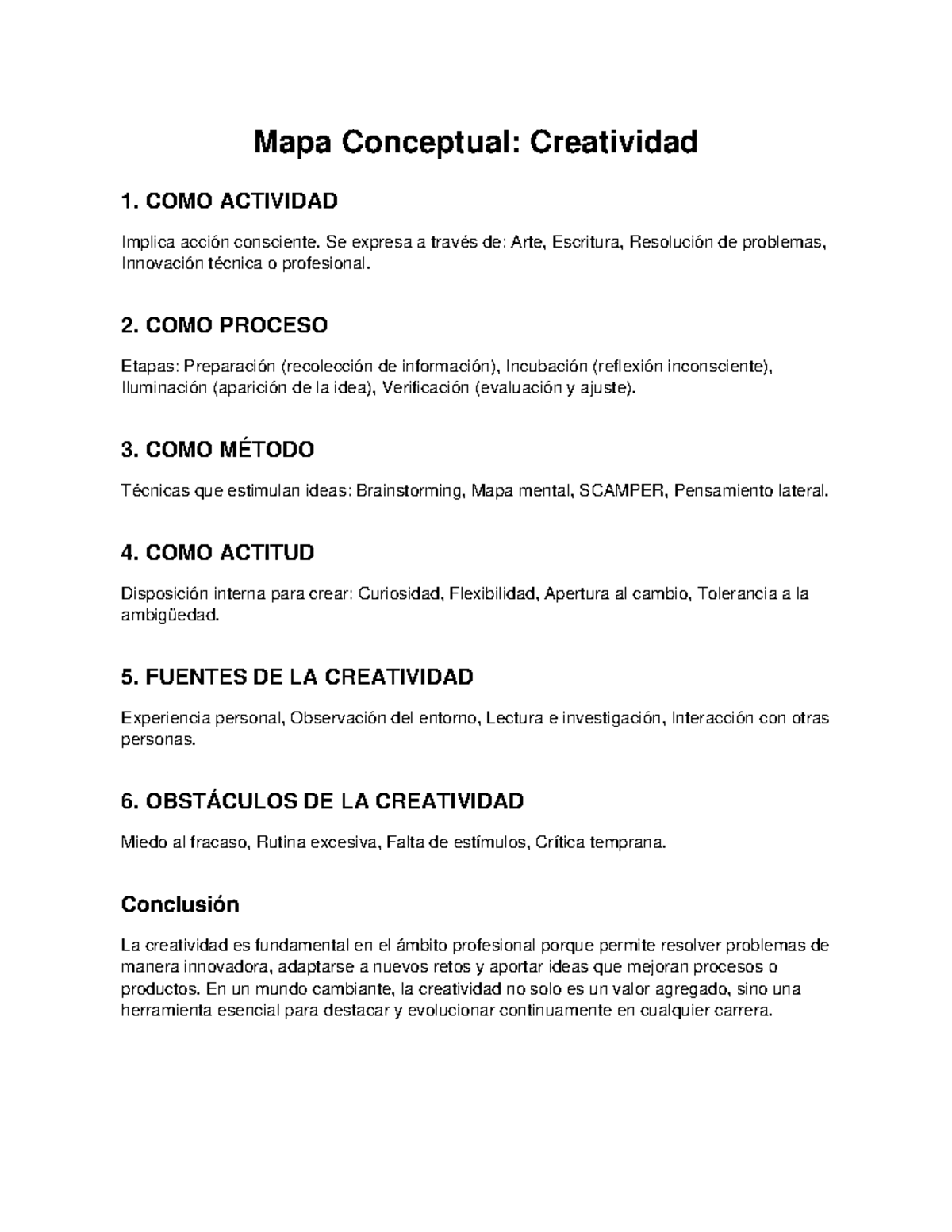 Mapa Conceptual: Creatividad y sus Dimensiones - Studocu