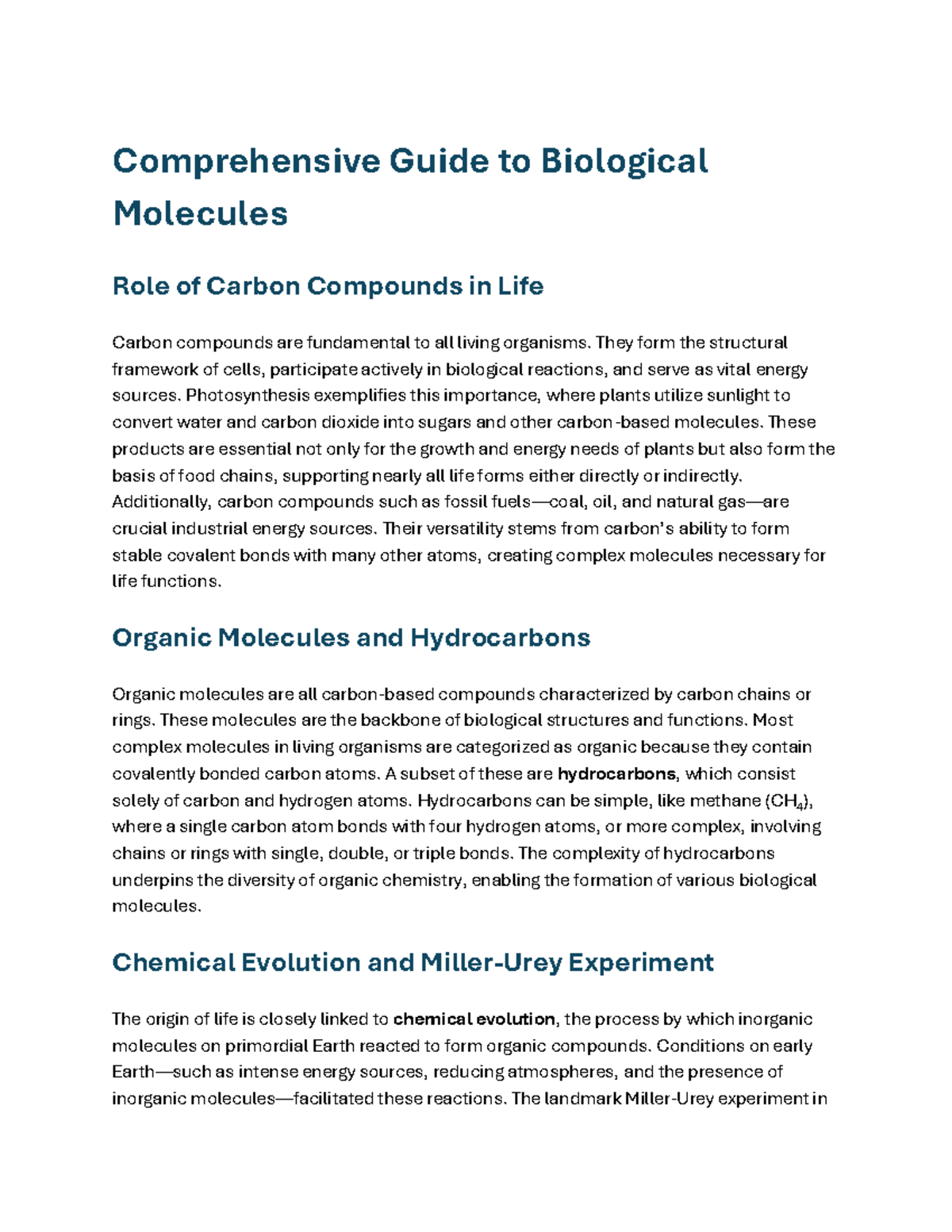 Comprehensive Overview of Biological Molecules: Functions & Roles - Studocu