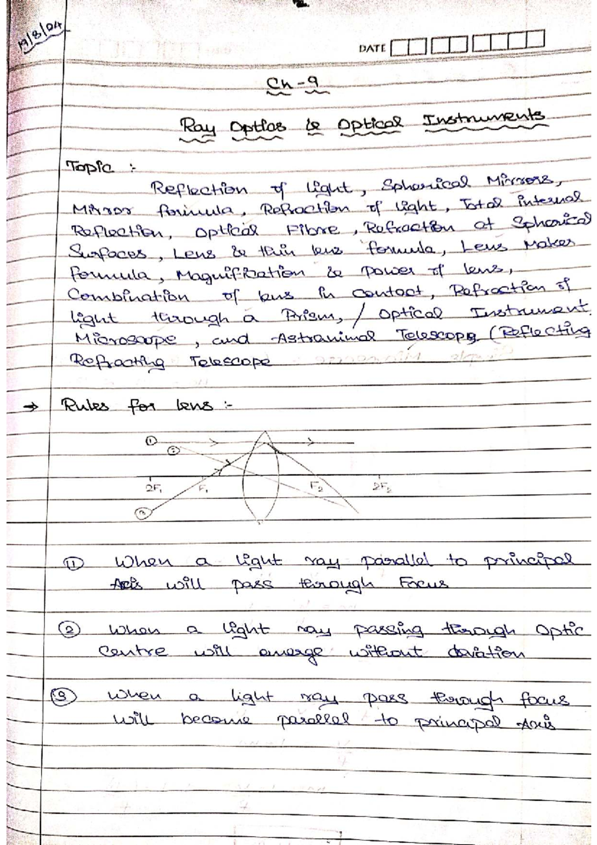 Ray Optics Study Notes - 12th Grade (Reflection, Refraction, Lenses ...