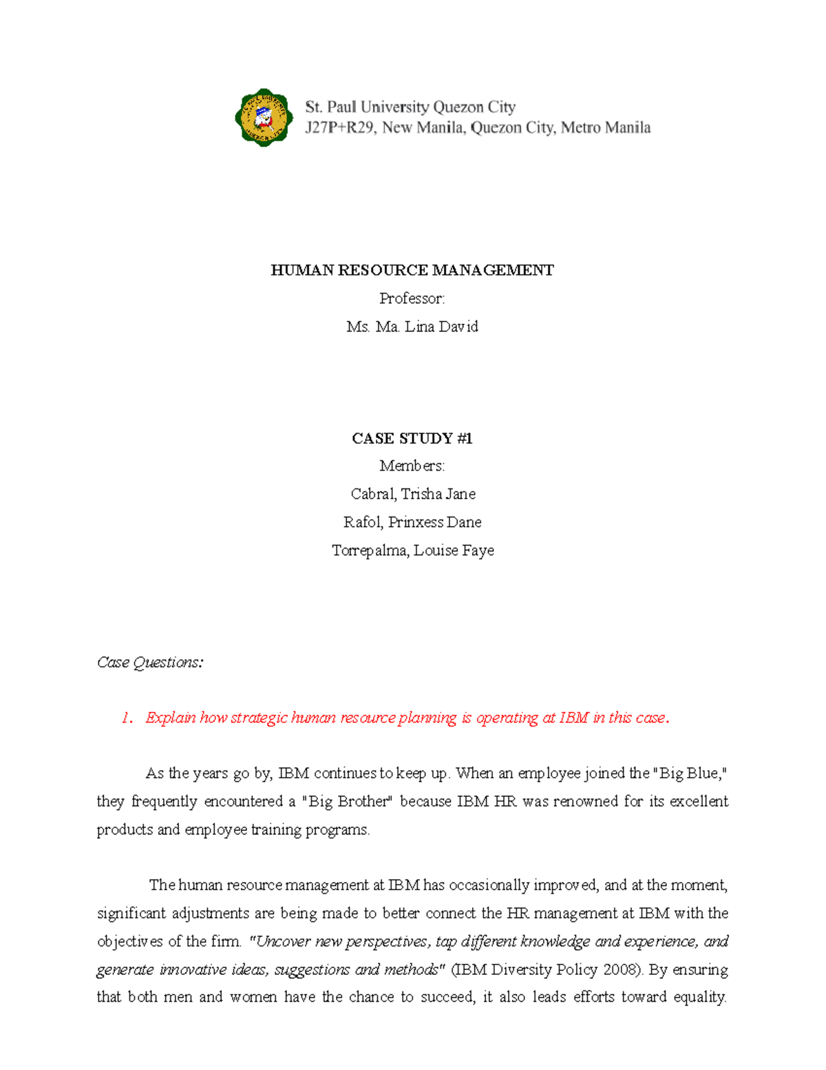 HRM-CASE Study #1: Strategic HR Management at IBM and Layoff Response ...