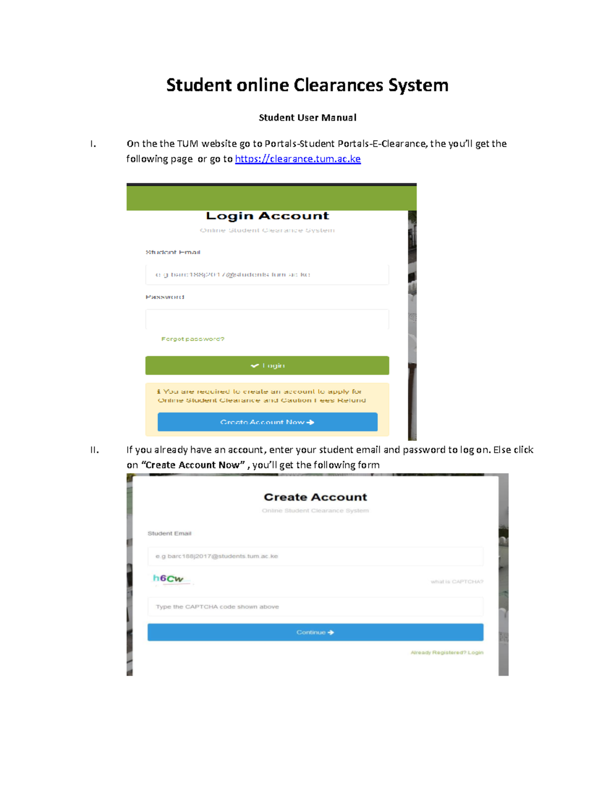 TUM E-Clearance Student User Manual: Step-by-Step Guide - Studocu