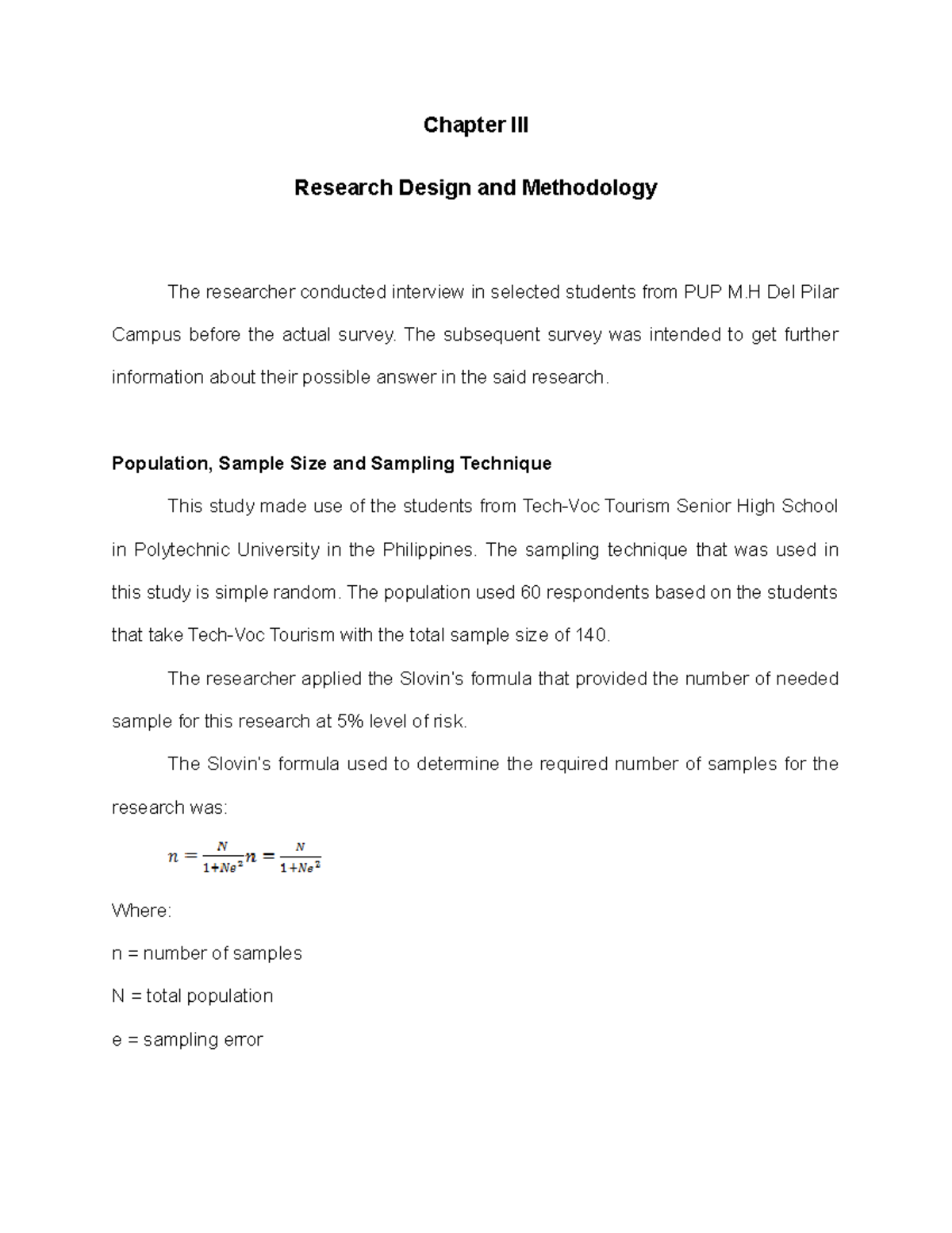 Chapter 3 in Practical Research BSOA - Chapter III Research Design and ...