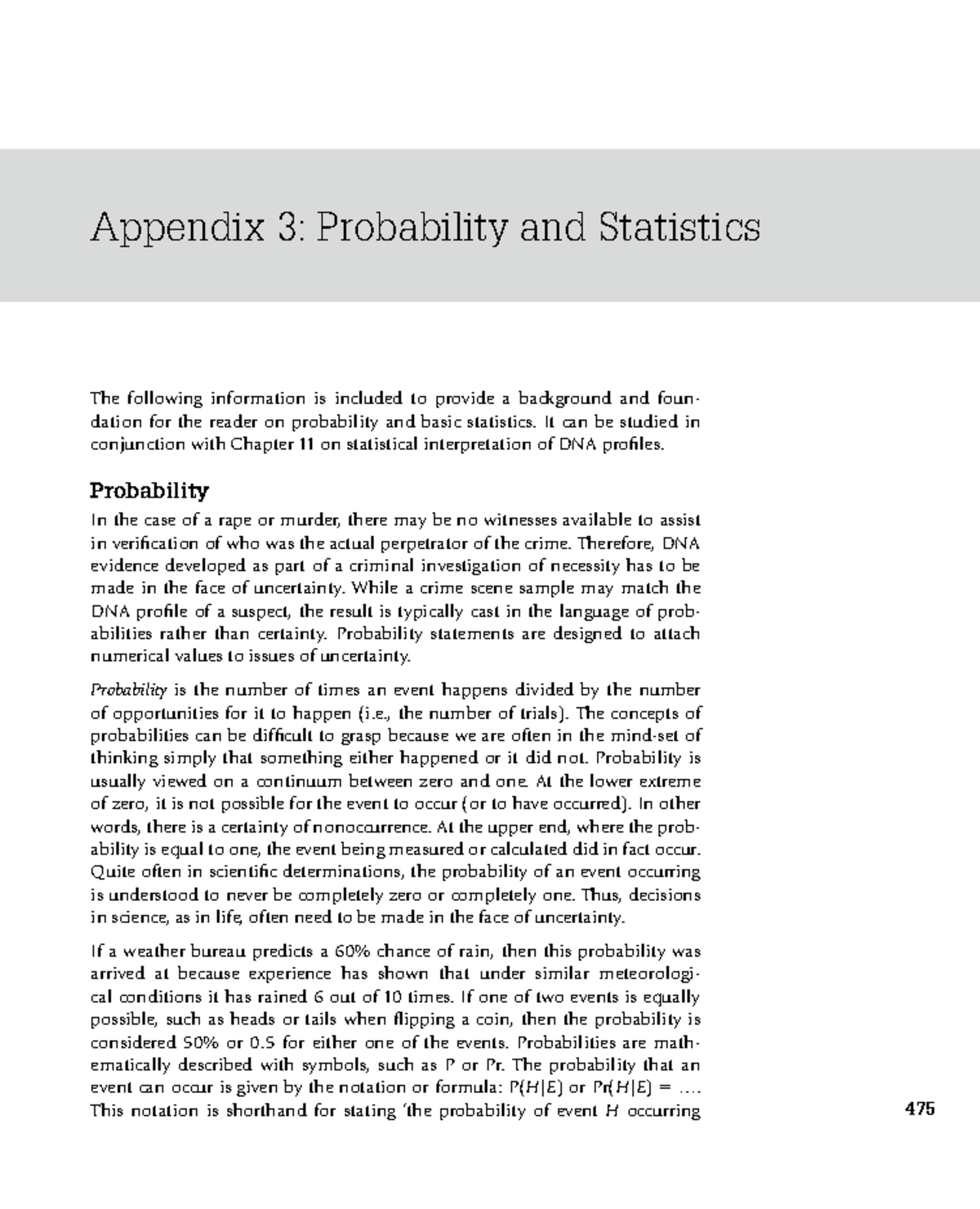 Appendix 3: Probability and Statistics in Forensic DNA Analysis - Studocu