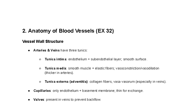 AP LAB 32 - Anatomy of Blood Vessels and Their Structures - Studocu