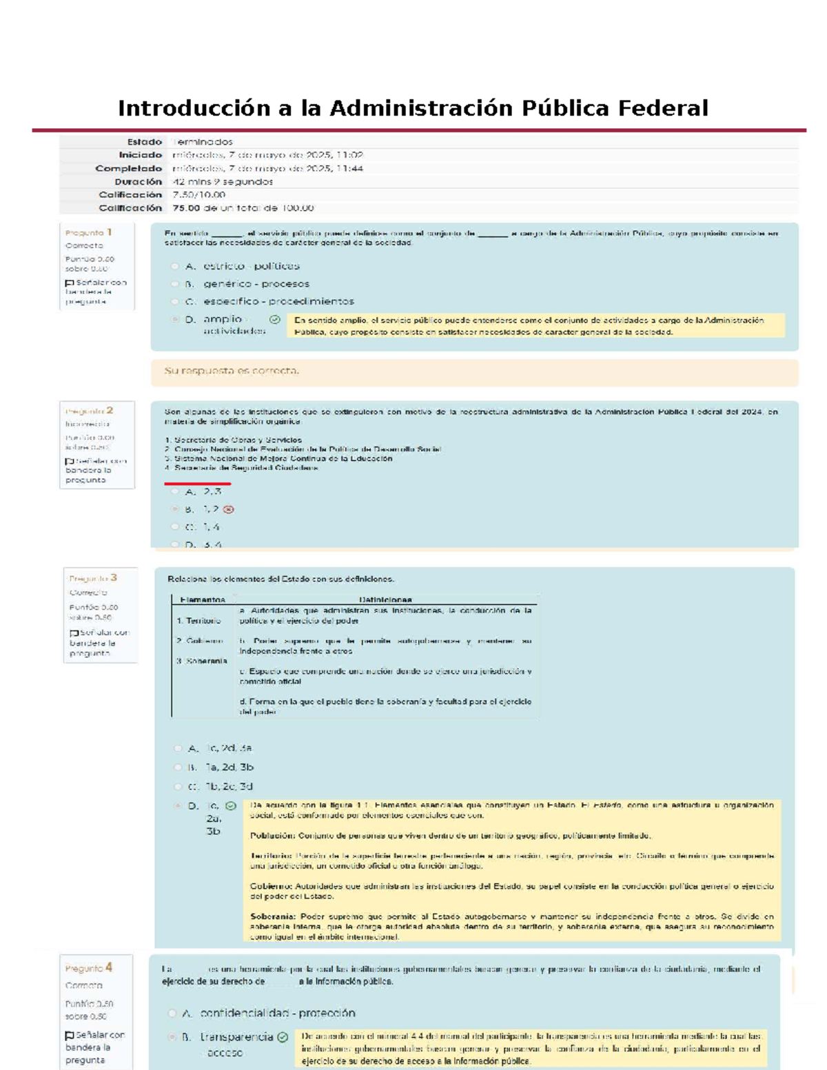 Introducción a la Administración Pública Federal - Material de Estudio Examen 2025 - Studocu
