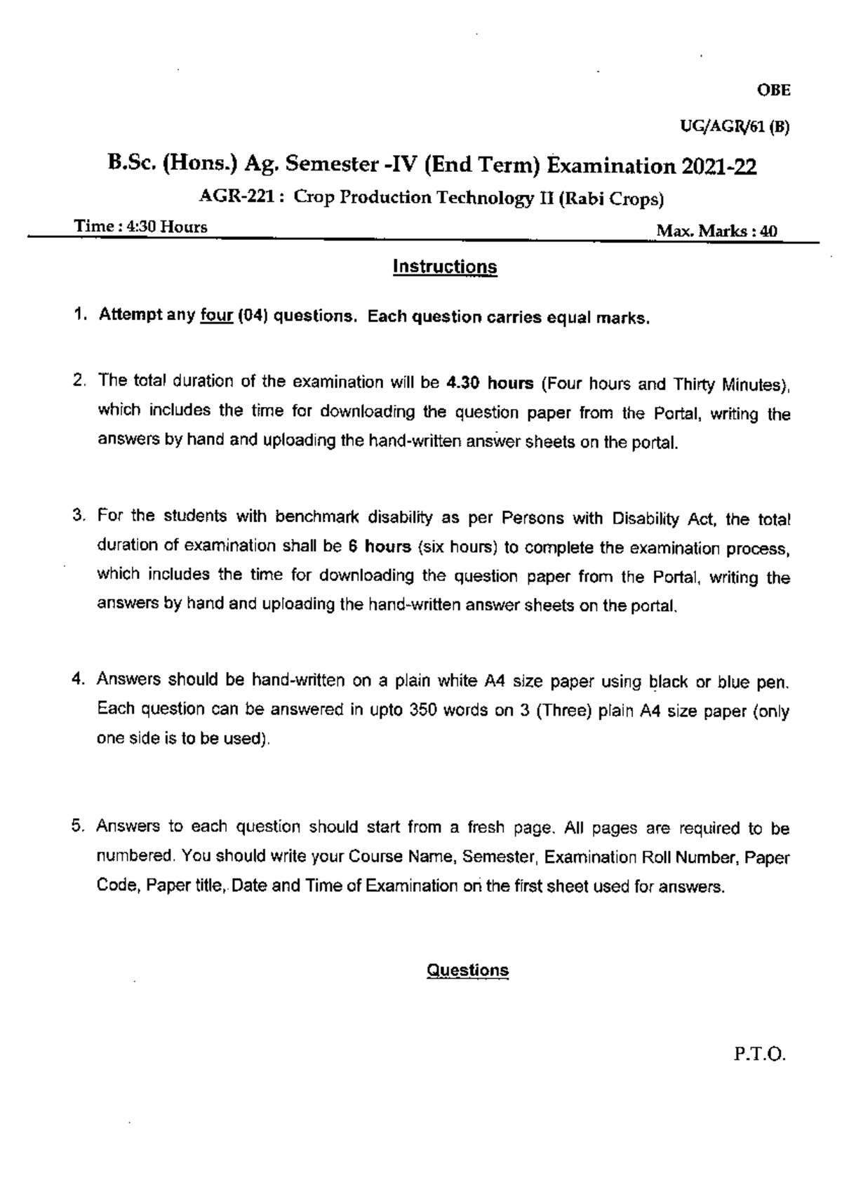 AEC - 221 Exam Question Paper and Answers - Studocu